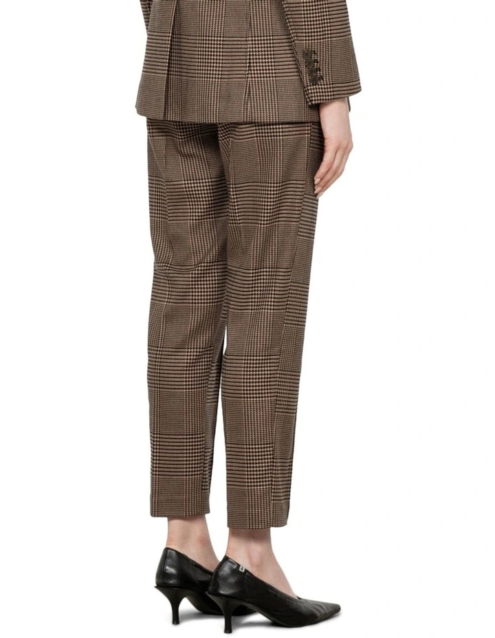 Veronika Maine Houndstooth Plaid Pin Tuck Pant in Brown | MYER