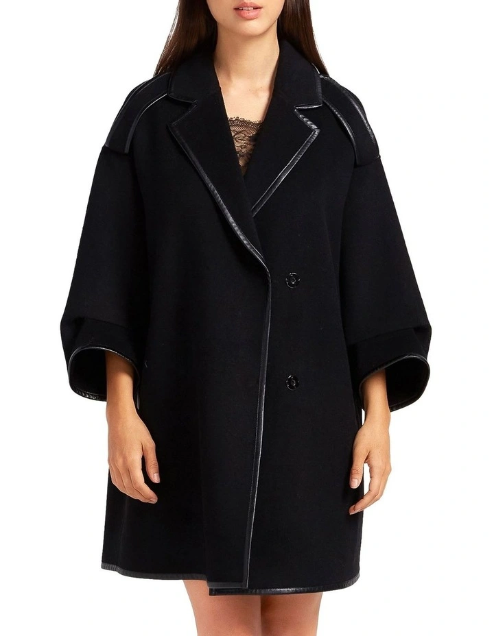 Belle & Bloom Incomplete Kiss Trimmed Coat in Black | MYER