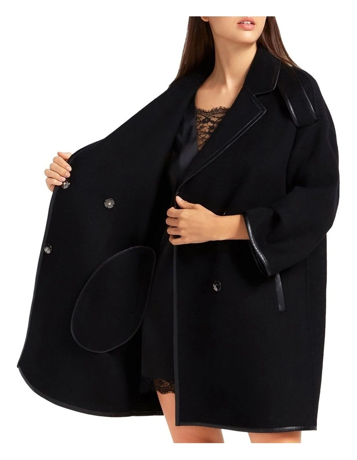 Belle & Bloom Incomplete Kiss Trimmed Coat in Black | MYER