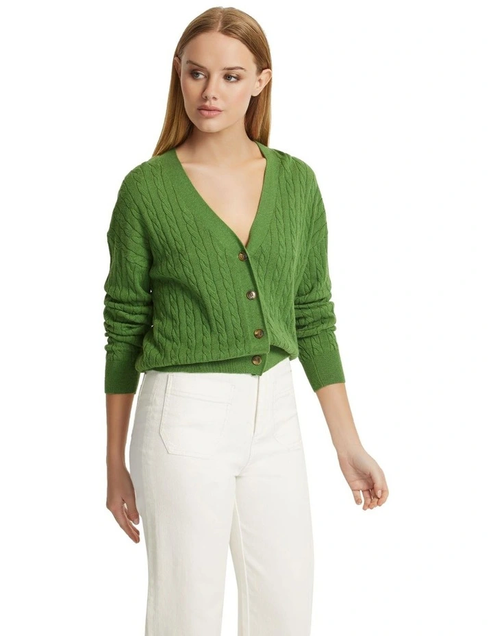 Oxford Erin Cable Cardigan in Green | MYER