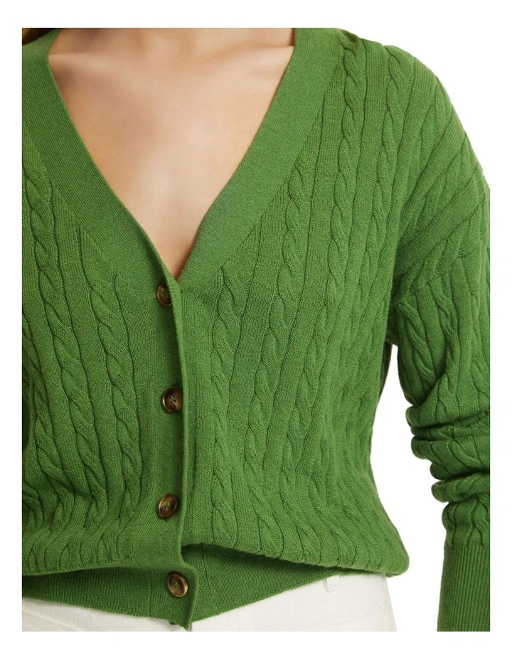 Oxford Erin Cable Cardigan in Green | MYER