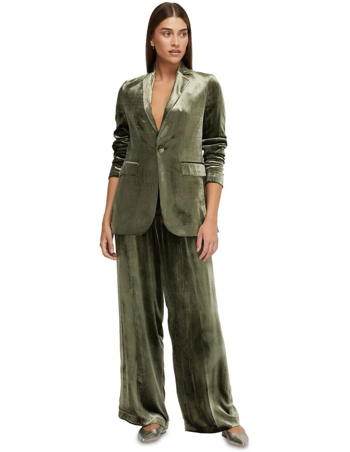 Oxford Lola Silky Velvet Jacket in Olive | MYER