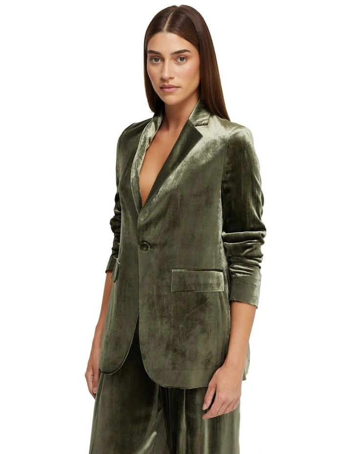 Oxford Lola Silky Velvet Jacket in Olive | MYER