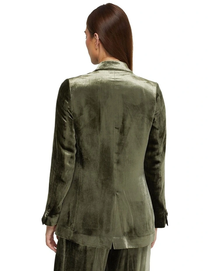 Oxford Lola Silky Velvet Jacket in Olive | MYER