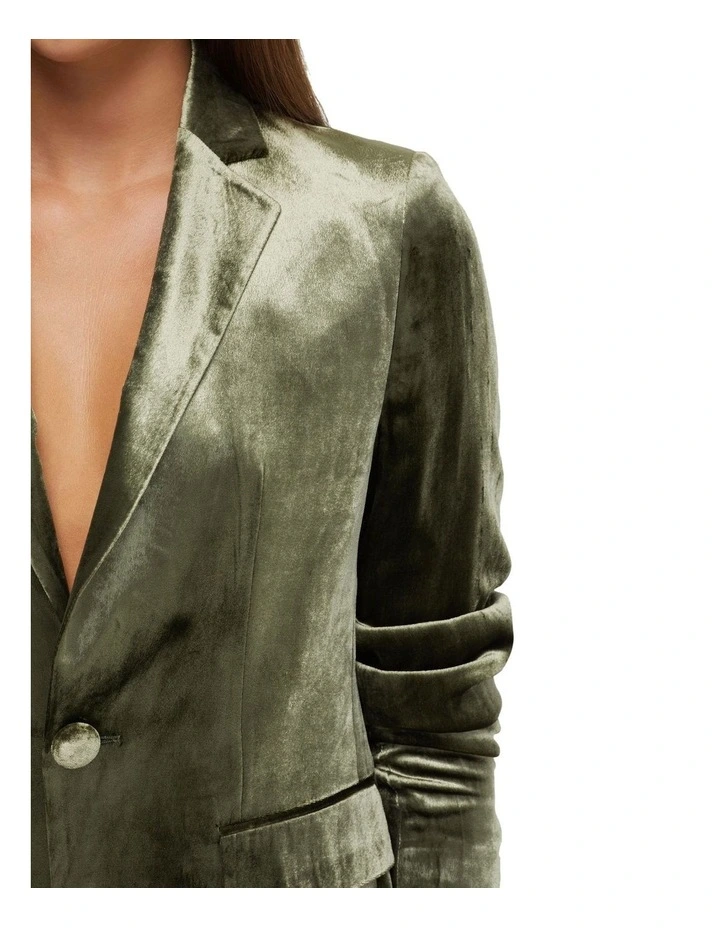 Oxford Lola Silky Velvet Jacket in Olive | MYER
