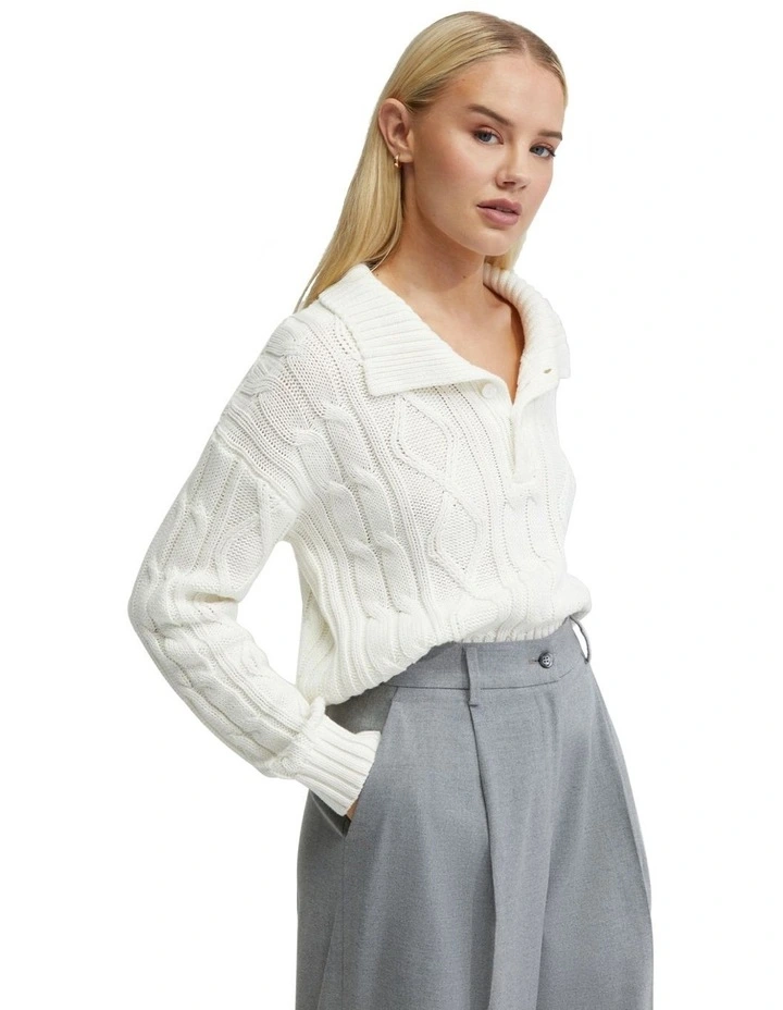 Oxford Ivy Cable Knit Top in Ivory | MYER
