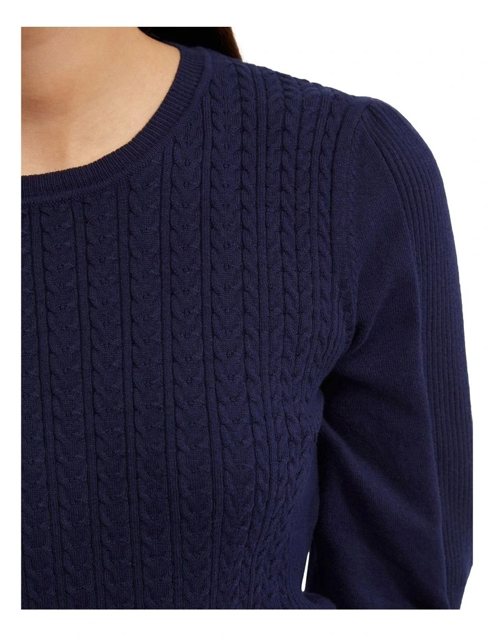 Oxford Kirstin Cable Knit Top in Navy | MYER