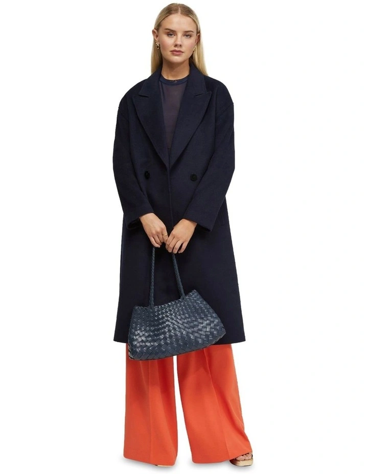 Oxford Celia Wool Rich Half Lined Coat In Navy | MYER