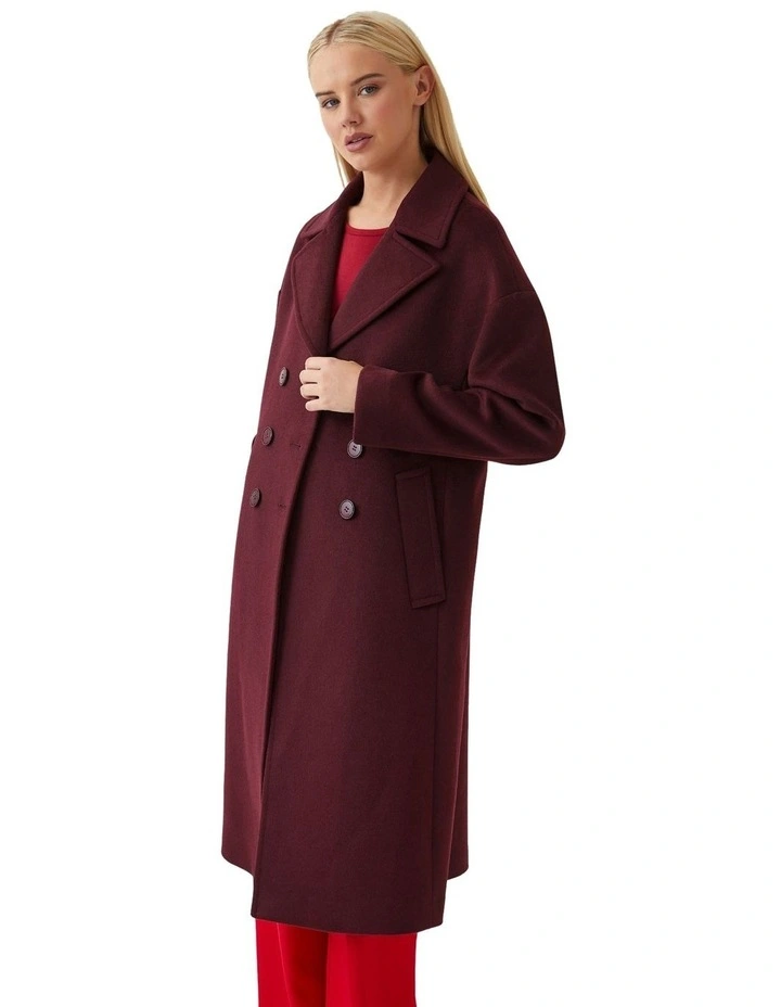 Oxford Anna Wool Blend Coat in Plum | MYER