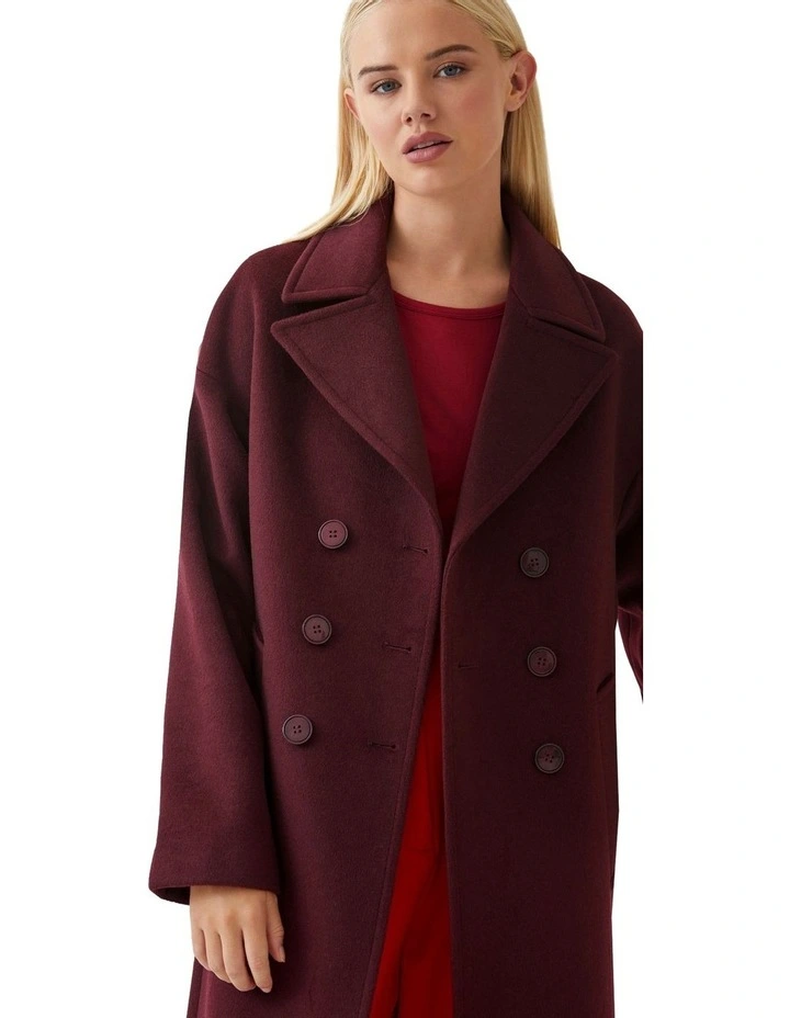 Oxford Anna Wool Blend Coat in Plum | MYER