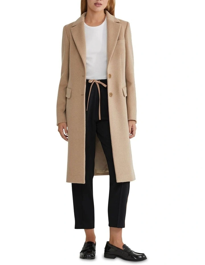 Oxford Ruby Wool Rich Tailored Overcoat in Brown | MYER