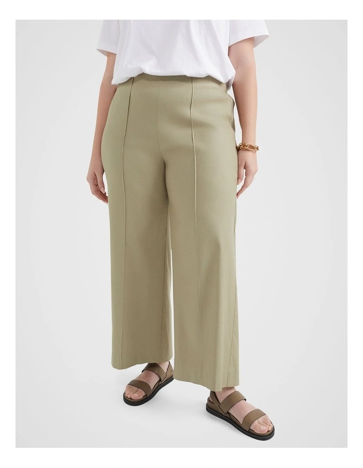 Commonry The Stretch Linen Clean Trouser In Khaki | MYER