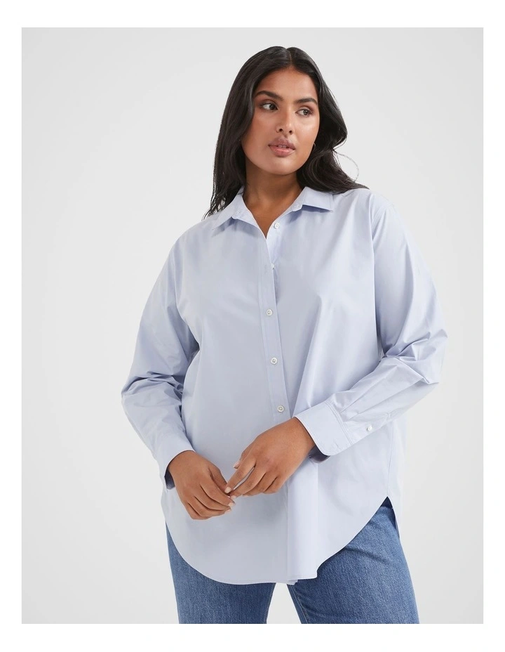 Commonry The Essential Cotton Shirt In Smokey Blue | MYER
