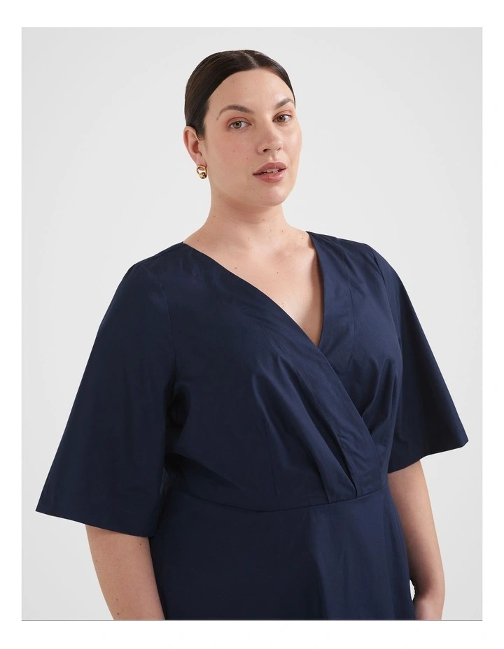 Commonry The Cross Front Poplin Midi Dress in French Navy | MYER