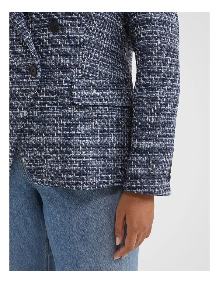 Commonry The Fitted Tweed Check Blazer in Navy | MYER