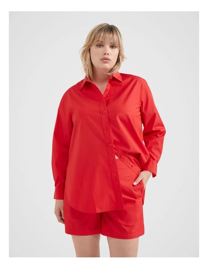 Commonry The Relaxed Cotton Poplin Shirt In Poppy Myer