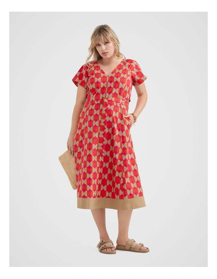 Commonry The Print Poplin Wrap Back Dress in Spliced Spot | MYER