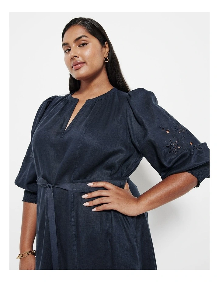 Commonry The Broderie Linen Dress in French Navy | MYER
