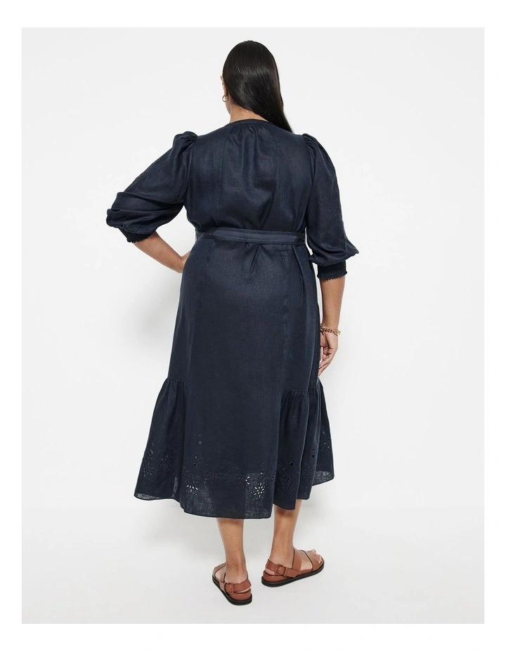 Commonry The Broderie Linen Dress in French Navy | MYER