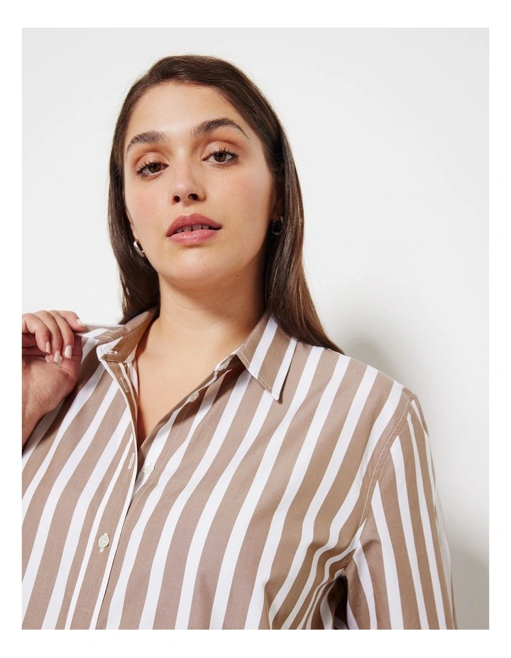 Commonry The Stripe Maxi Shirt In Mocha Stripe | MYER