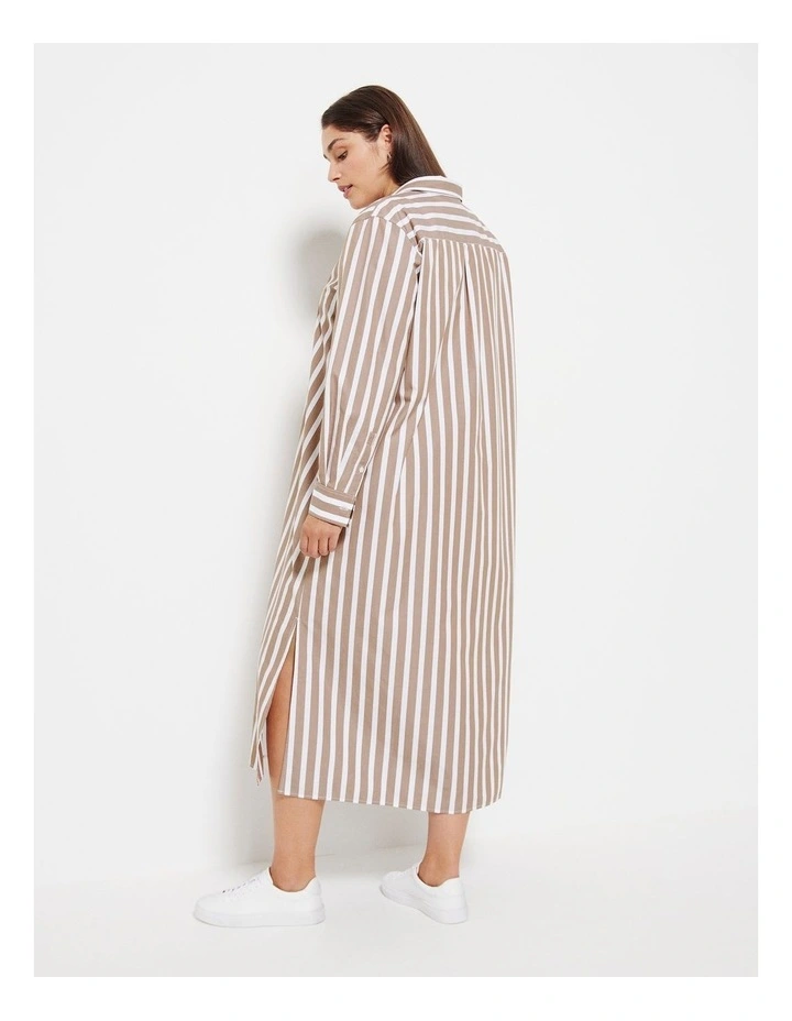 Commonry The Stripe Maxi Shirt In Mocha Stripe | MYER
