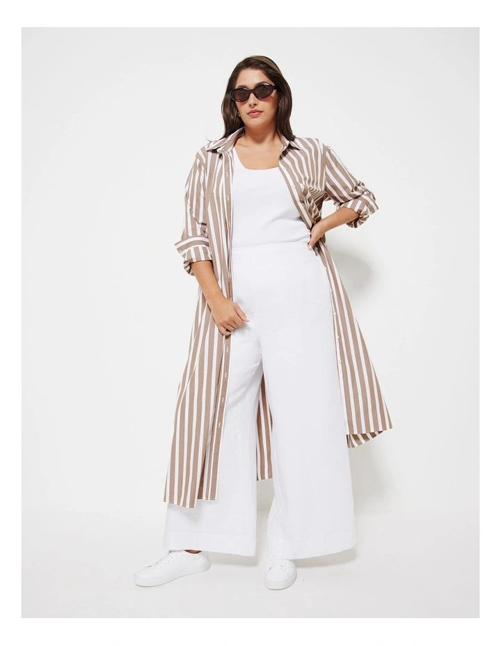 Commonry The Stripe Maxi Shirt in Mocha Stripe | MYER