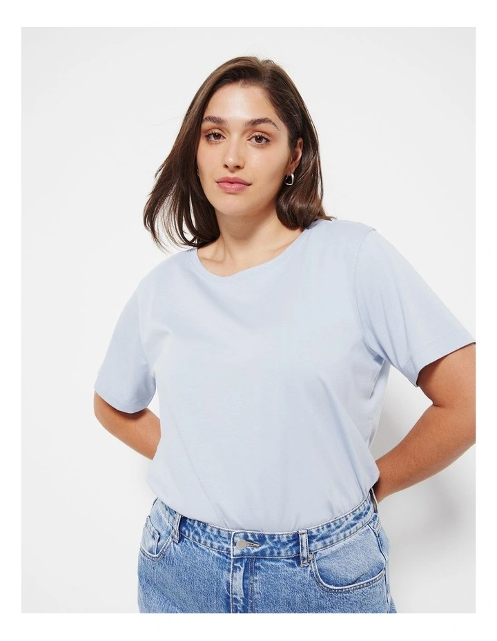 Commonry The Relaxed Side Split Tee In Smoky Blue | MYER