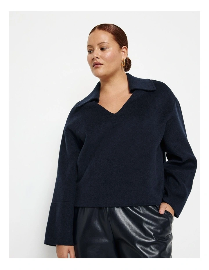 Commonry Collared Popover Top in Ink | MYER