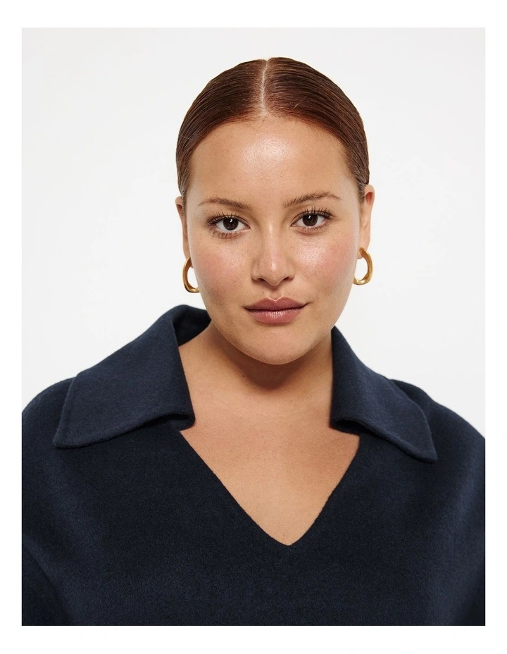 Commonry Collared Popover Top In Ink | MYER