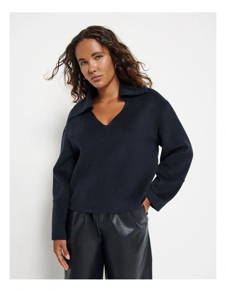 Commonry Collared Popover Top in Ink | MYER