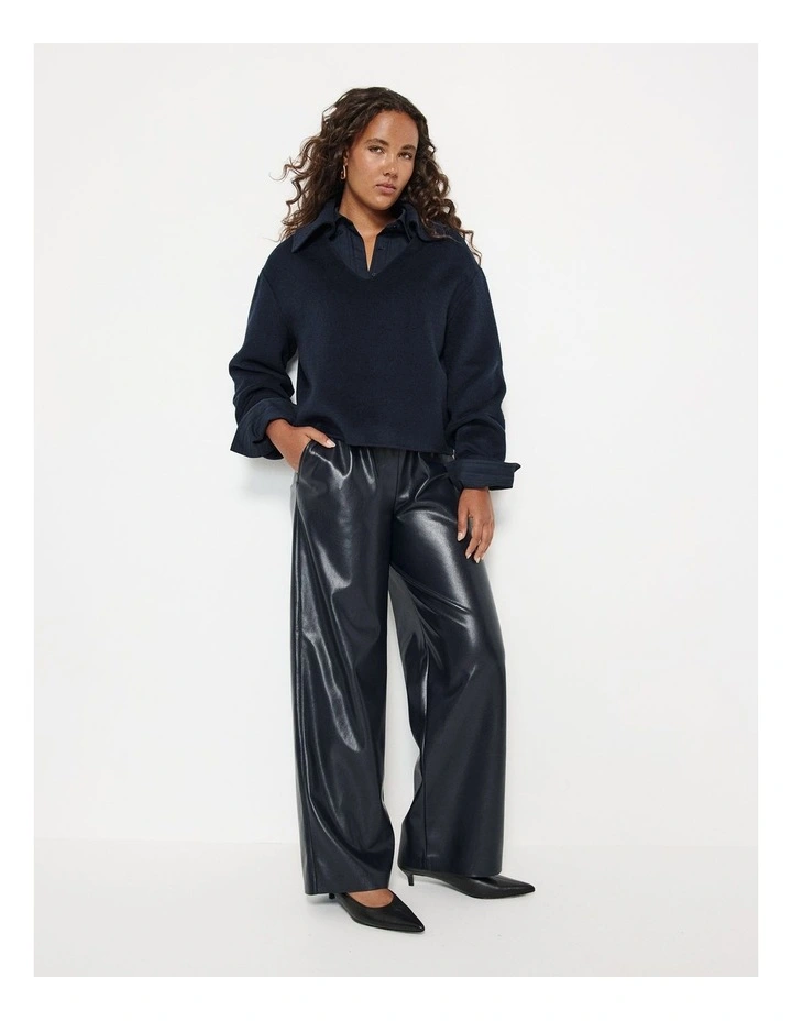 Commonry Collared Popover Top In Ink | MYER