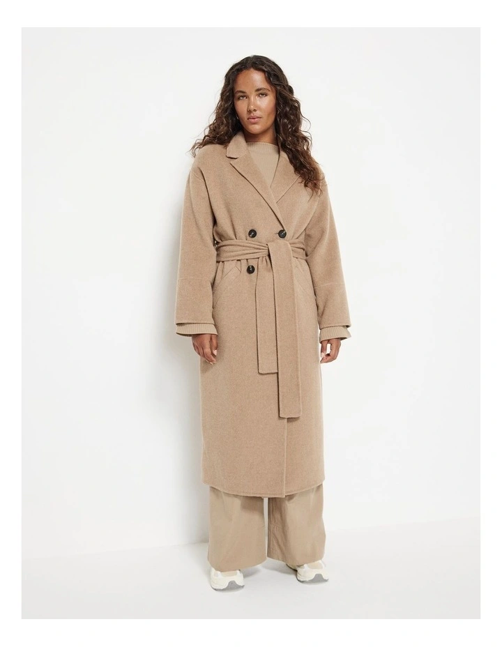 Commonry Double Breasted Wool Coat In Camel | MYER