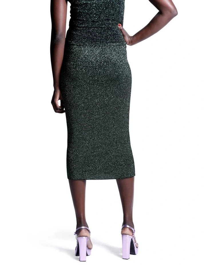 Emerge Roberta Lurex Rib Skirt in Garnet Green | MYER