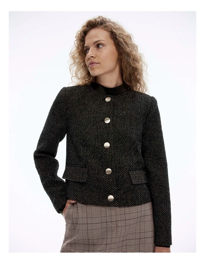 Witchery Wool Blend Textured Jacket in Black | MYER