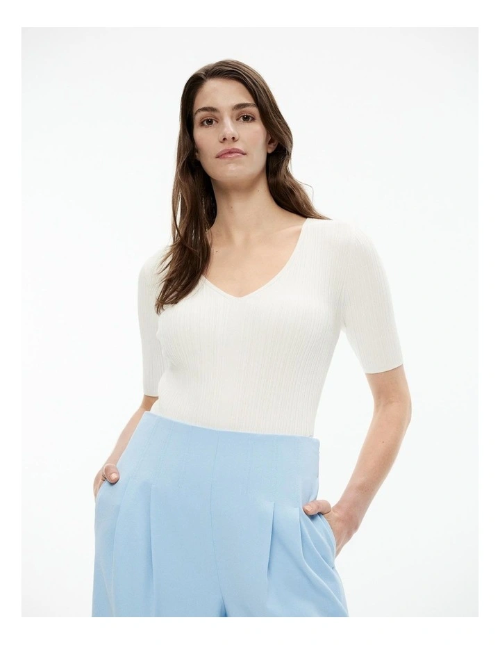Witchery Variegated Rib Knit Top in Chalk | MYER