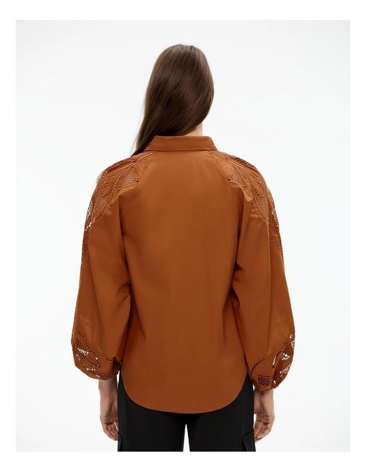 Witchery Cotton Broderie Blouse in Faded Terracotta | MYER