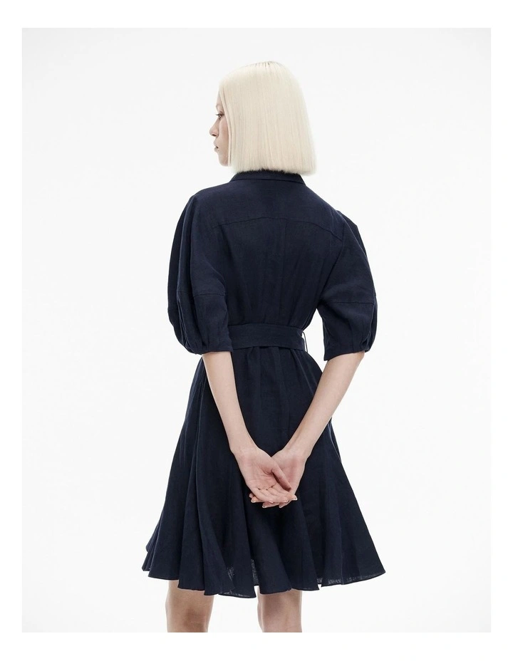 Witchery French Linen Godet Dress in Blue Night | MYER