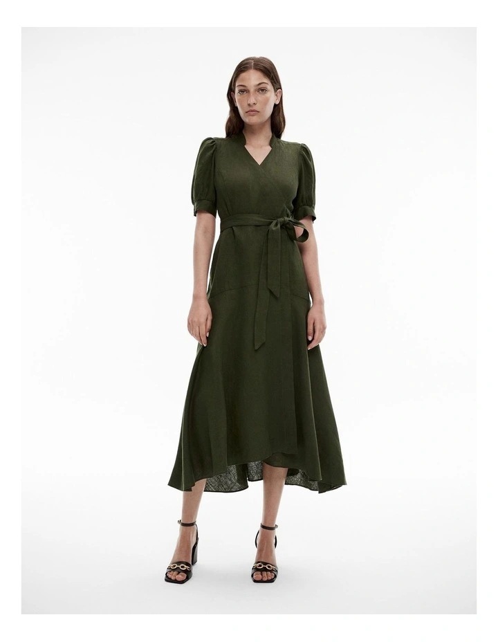 Witchery French Linen Wrap Midi Dress in Ivy | MYER