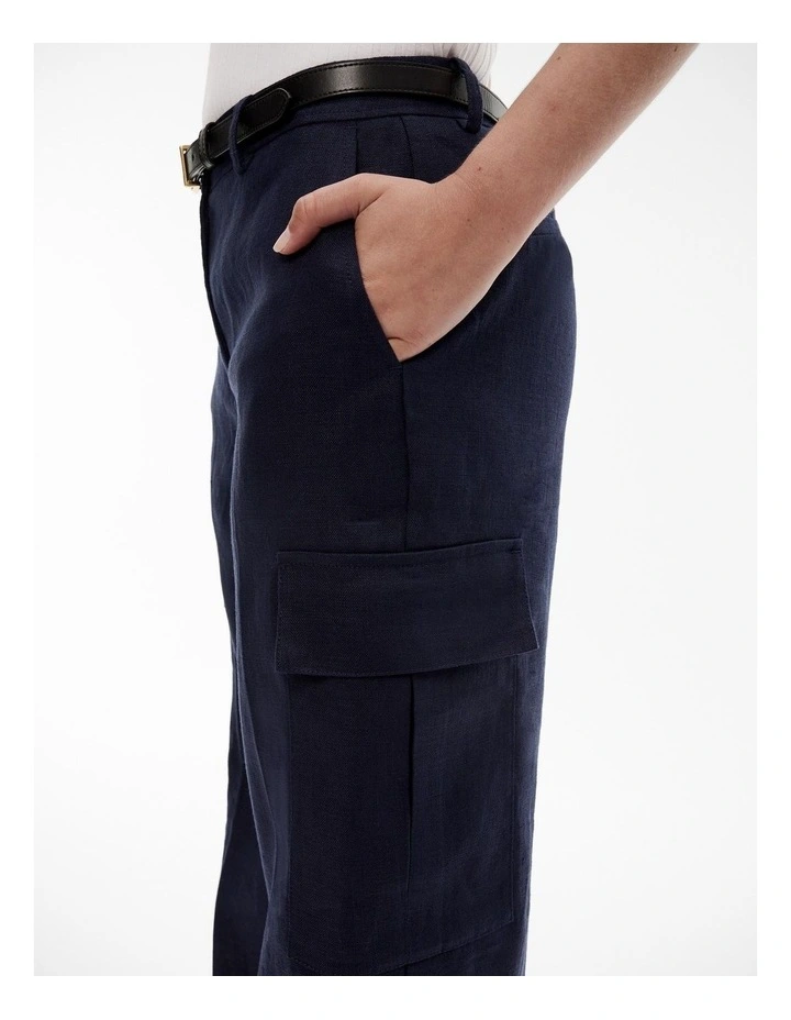 Witchery Linen Cargo Pocket Trouser in Blue Night | MYER