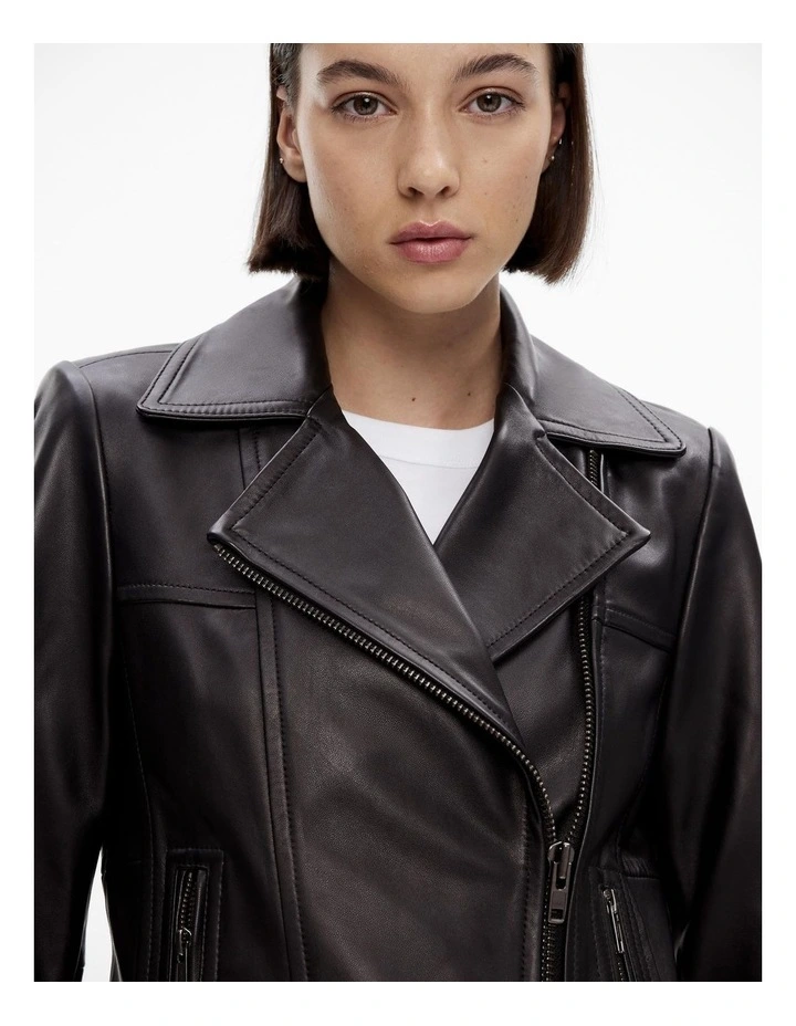 Witchery Leather Biker Jacket In Black | MYER