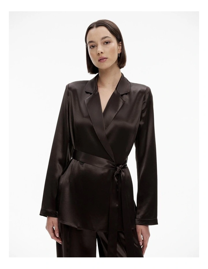 Witchery Acetate Draped Blazer In Bitter Chocolate | MYER