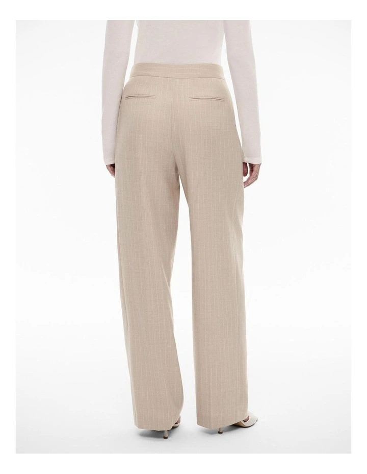Witchery Wool Blend Pinstripe Pleat Trouser in Oat Marle | MYER