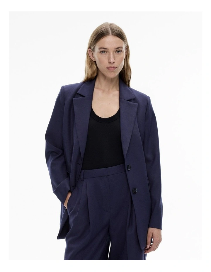 Witchery Wool Blend Single-Breasted Boxy Blazer in Midnight | MYER