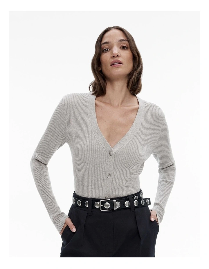 Witchery Wool Blend Knit Cardigan in Mid Grey Marle | MYER