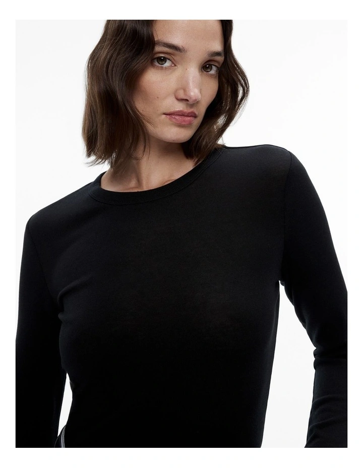 Witchery Wool Blend Crew Neck Top in Black | MYER