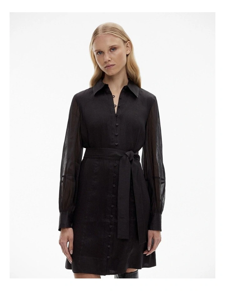 Witchery Silk Linen Seam Detail Dress in Black | MYER