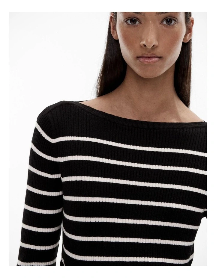 Witchery Stripe Boat Neck Knit In Antique White Stripe | MYER