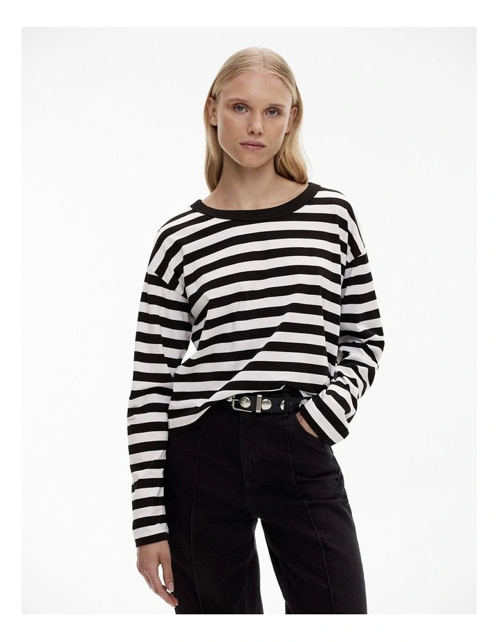 Witchery Stripe Drop Shoulder Top In Black | MYER
