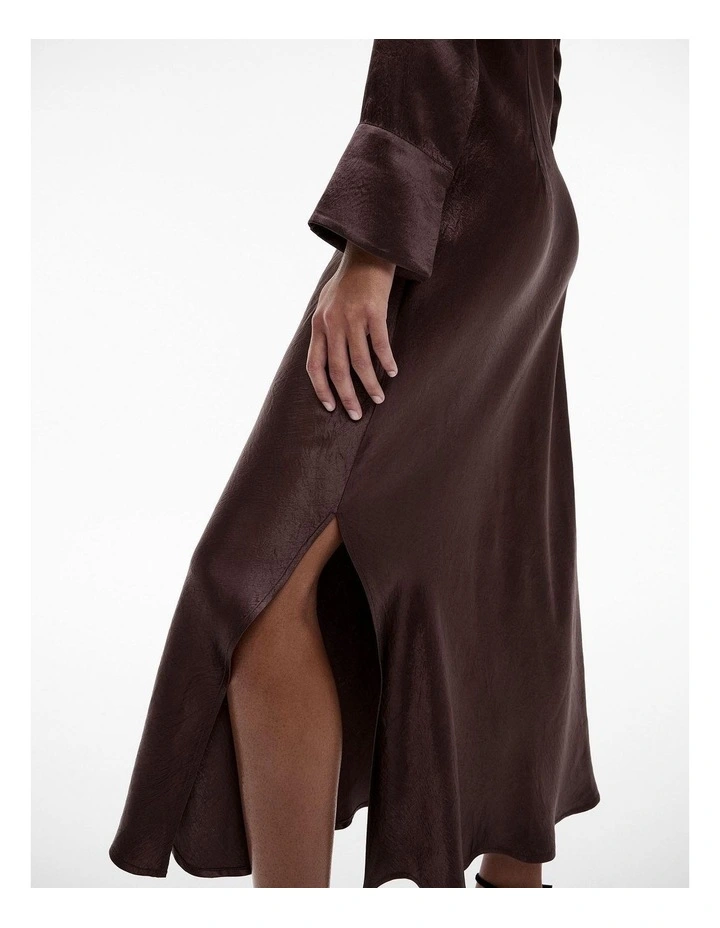 Witchery Acetate Long Sleeve Midi Dress In Raisin | MYER