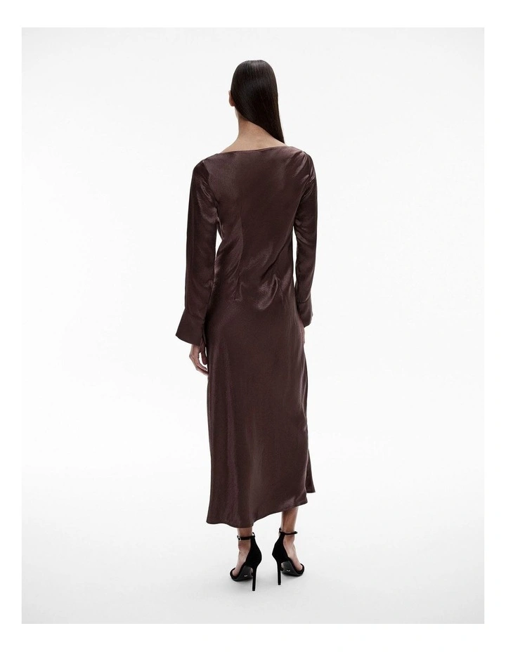 Witchery Acetate Long Sleeve Midi Dress in Raisin | MYER